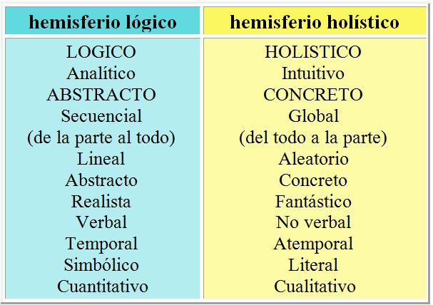 LOS HEMISFERIOS CEREBRALES Y EL TRABAJO EN EL AULA :: EL ARTE DE EDUCAR